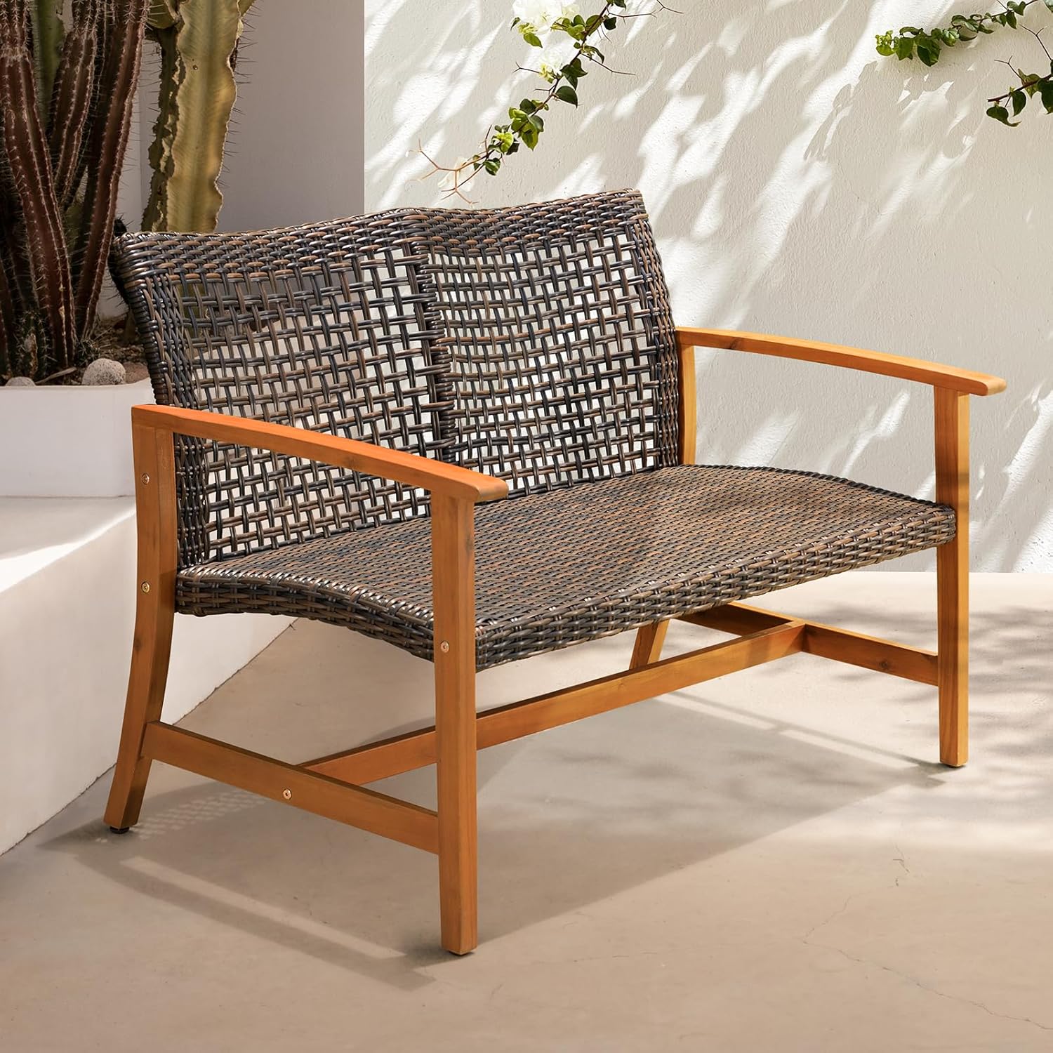 Amazon.com : Idzo Harmonie 800lbs Capacity Acacia Outdoor Loveseat, FSC ...