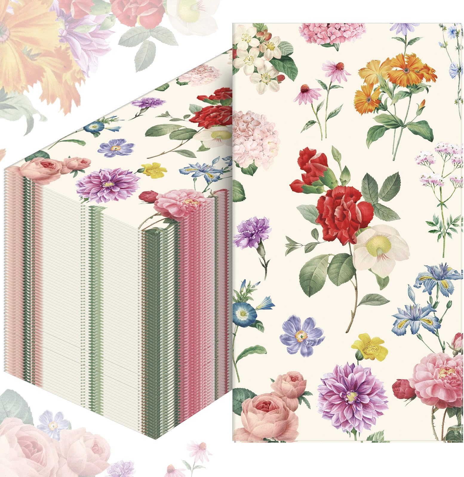 Amazon.com: Floral Paper Napkins Disposable 100pcs - Decorative Floral ...