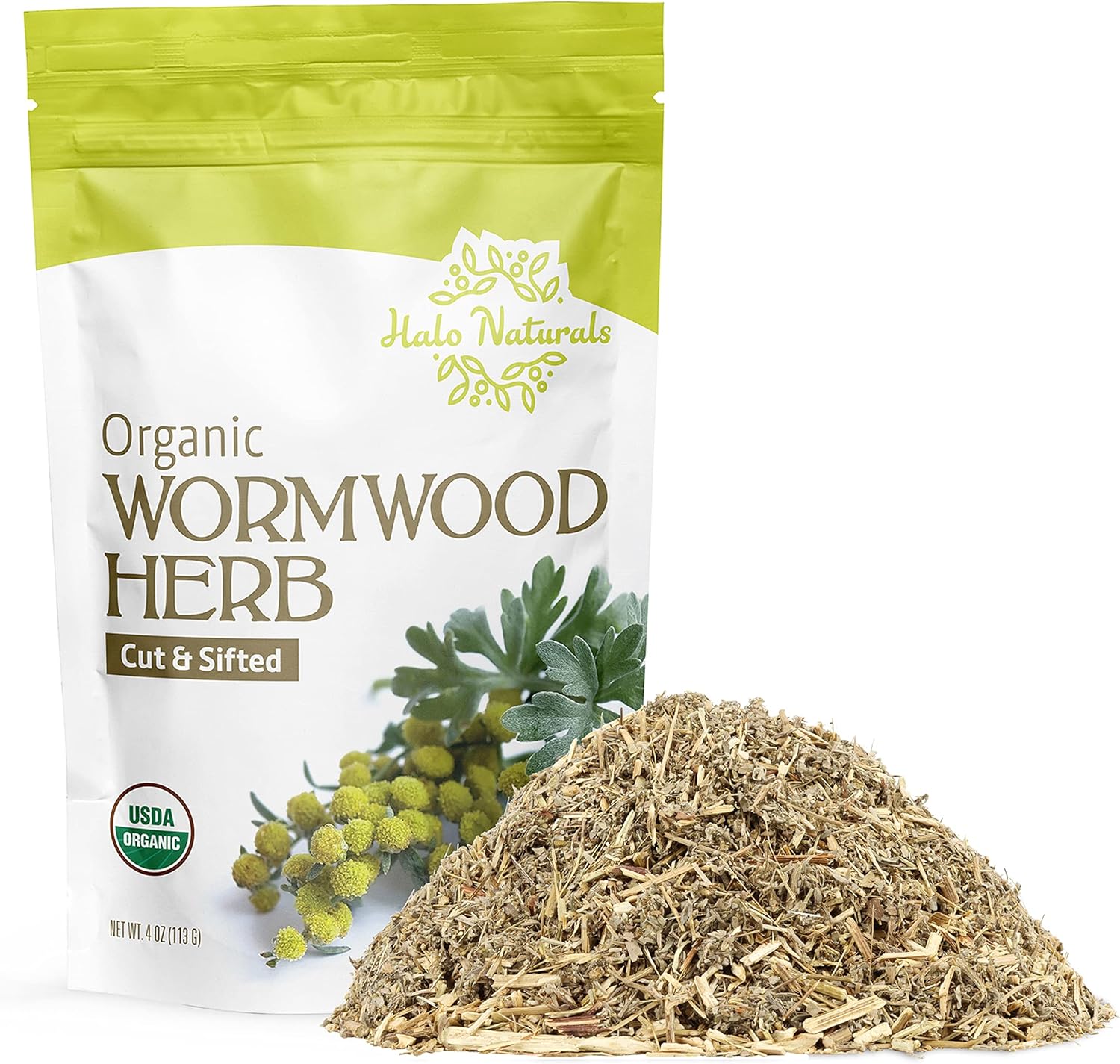 Amazon.com : Halo Naturals Organic Wormwood Herb Cut & Sifted, 4 Ounces ...