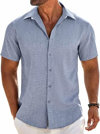 Amazon.com: COOFANDY Mens Casual Shirts Summer Shirt Short Sleeve ...