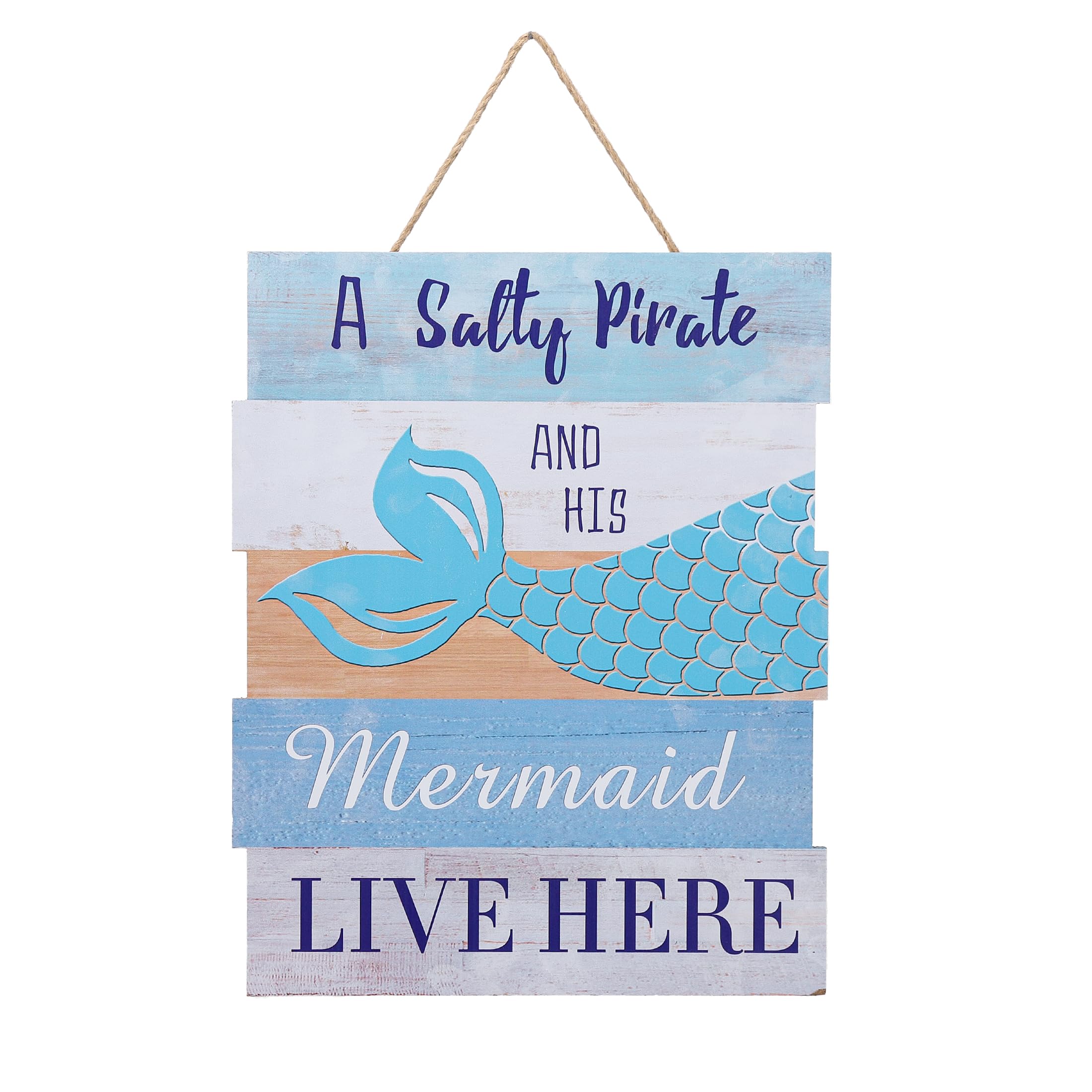 SOFFEE DESIGN Wooden Beach Wall Sign with Mermaid Tail House Decoration ...