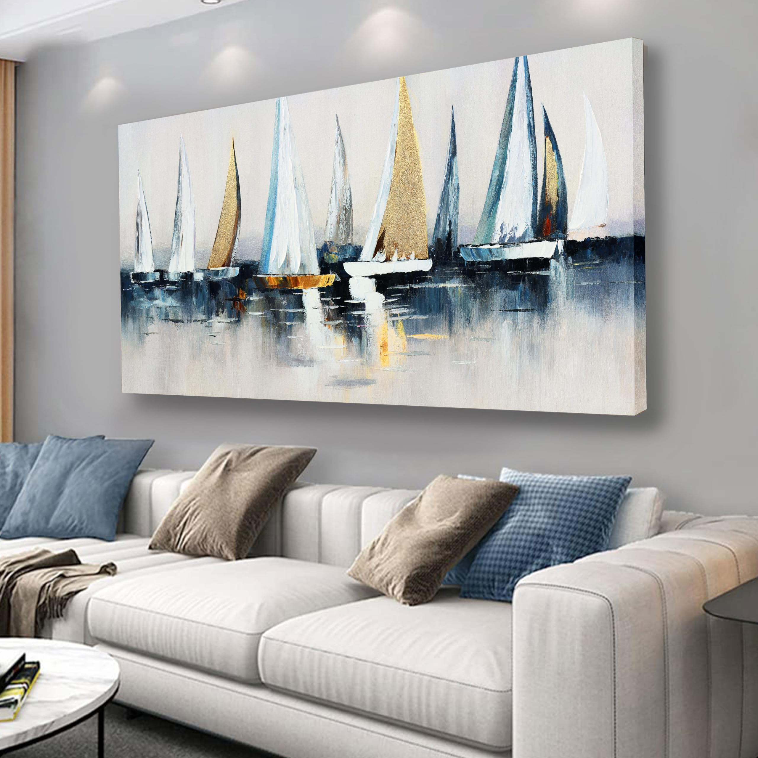 Amazon.com: AERART Canvas Wall Art Abstract Ocean Sailboat Art Wall ...