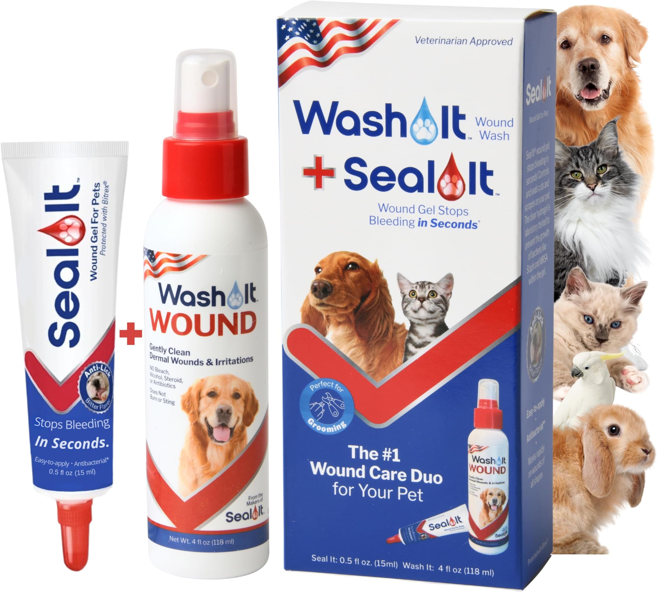 Amazon.com : Dog Wound Care Gel & Wash Duo Pack | Styptic Powder ...