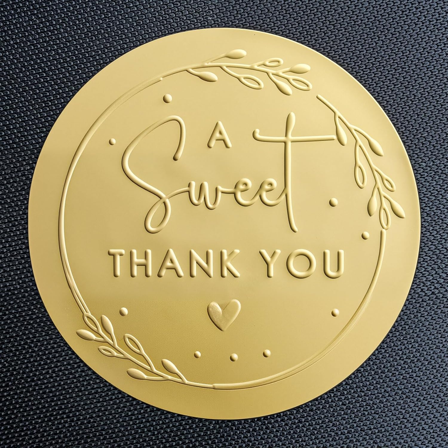 Amazon.com: 100 x A Sweet Thank You Labels Embossed Round Gold Matte ...