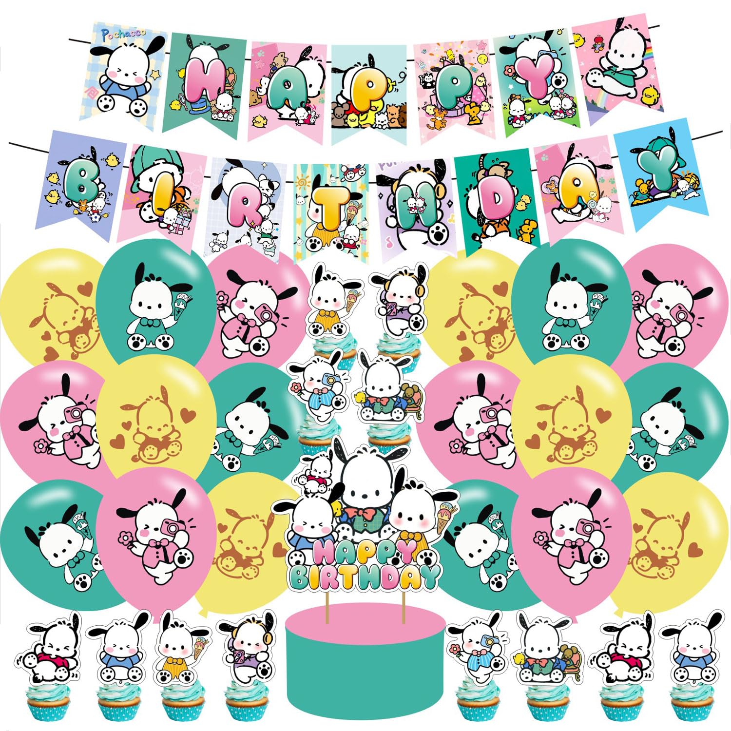 Pochacco Themed Birthday Party Supplies Kawaii Pochacco Balloons ...