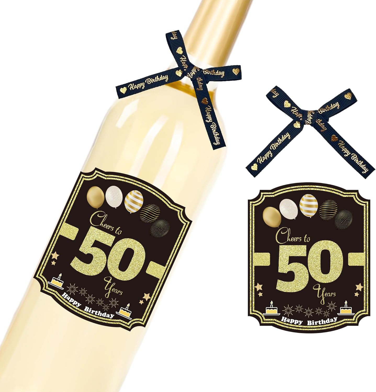 Amazon.com: Sumerk 6 Pcs 50th Birthday Stickers with Bows - Waterproof ...