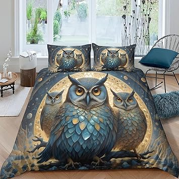 Bettbezug 90X190 cm Bettwäsche Set, 3D Tier Eule Drucken Bettwäsche-Set ...