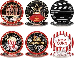 Amazon.com: Grencian 60 Pcs Movie Night Paper Plates 9" Disposable ...
