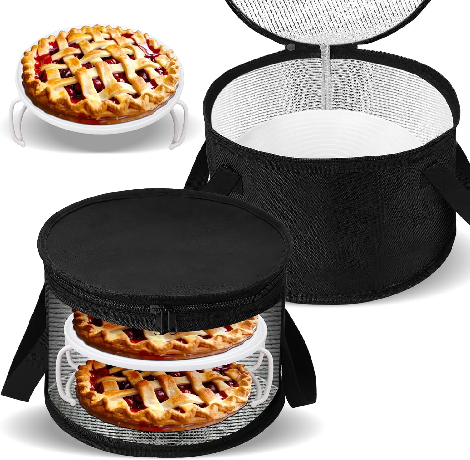 Amazon.com: Yaomiao 2 Set Round Pie Carrier 11 x 7 Inch with Dish Tray ...