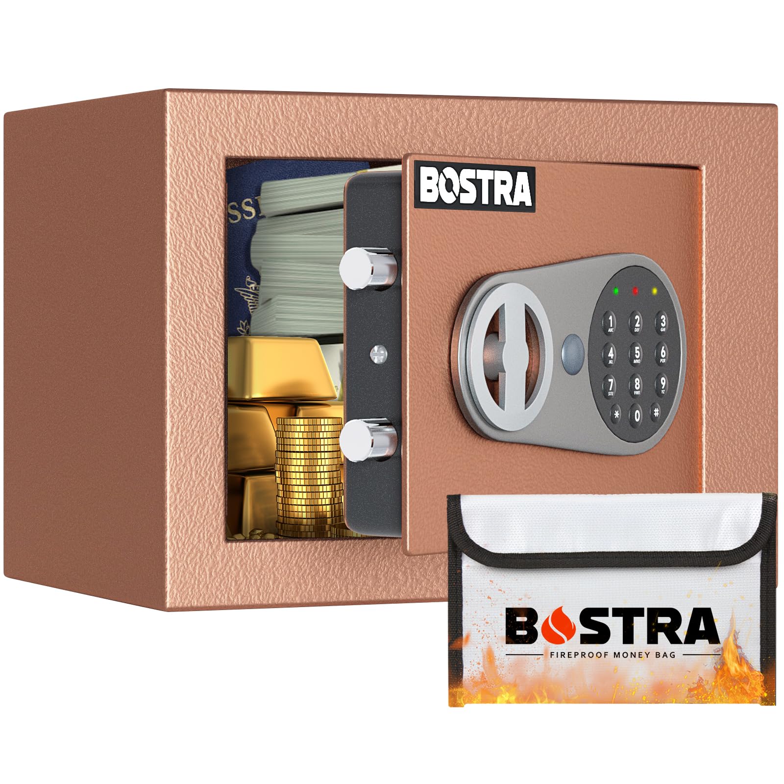 Amazon.com: Bostra Fireproof Safe Box with Sensor Light & Fireproof Bag ...
