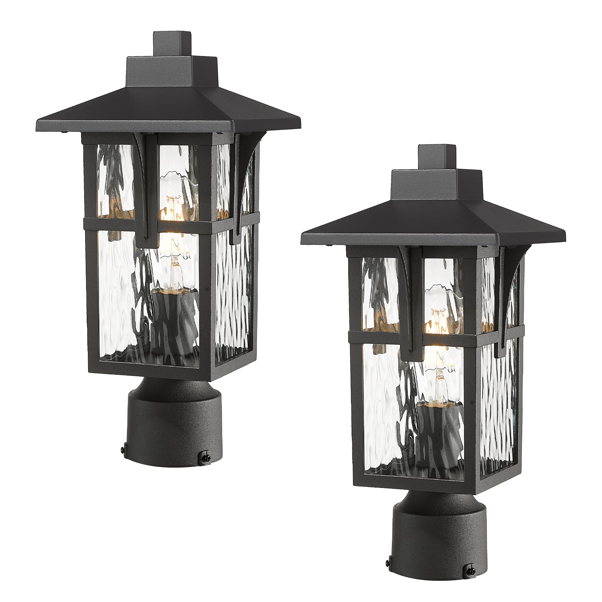 Outdoor Post Light 2 Pack, HWH Exterior Pillar Lights Industrial Pole ...