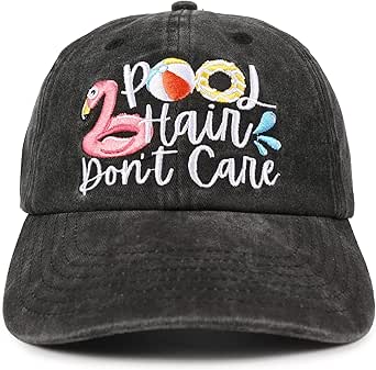 InnoBeta Pool Hair Don't Care Hat, Funny Adjustable Embroidered Pool ...