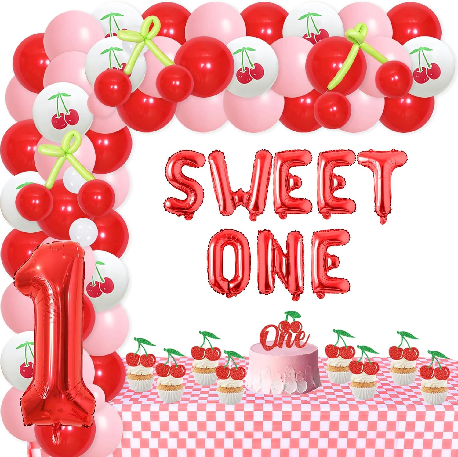 Amazon.com: 98PCS Cherry Theme Birthday Party Supplies, Cherry Sweet ...