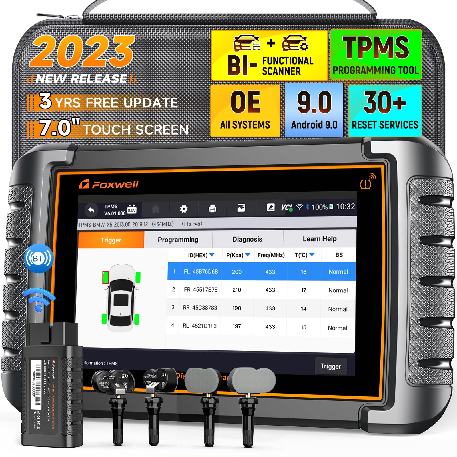 Buy OBD2 Scanner FOXWELL NT809TS TPMS Programmer, 2023 Bidirectional ...