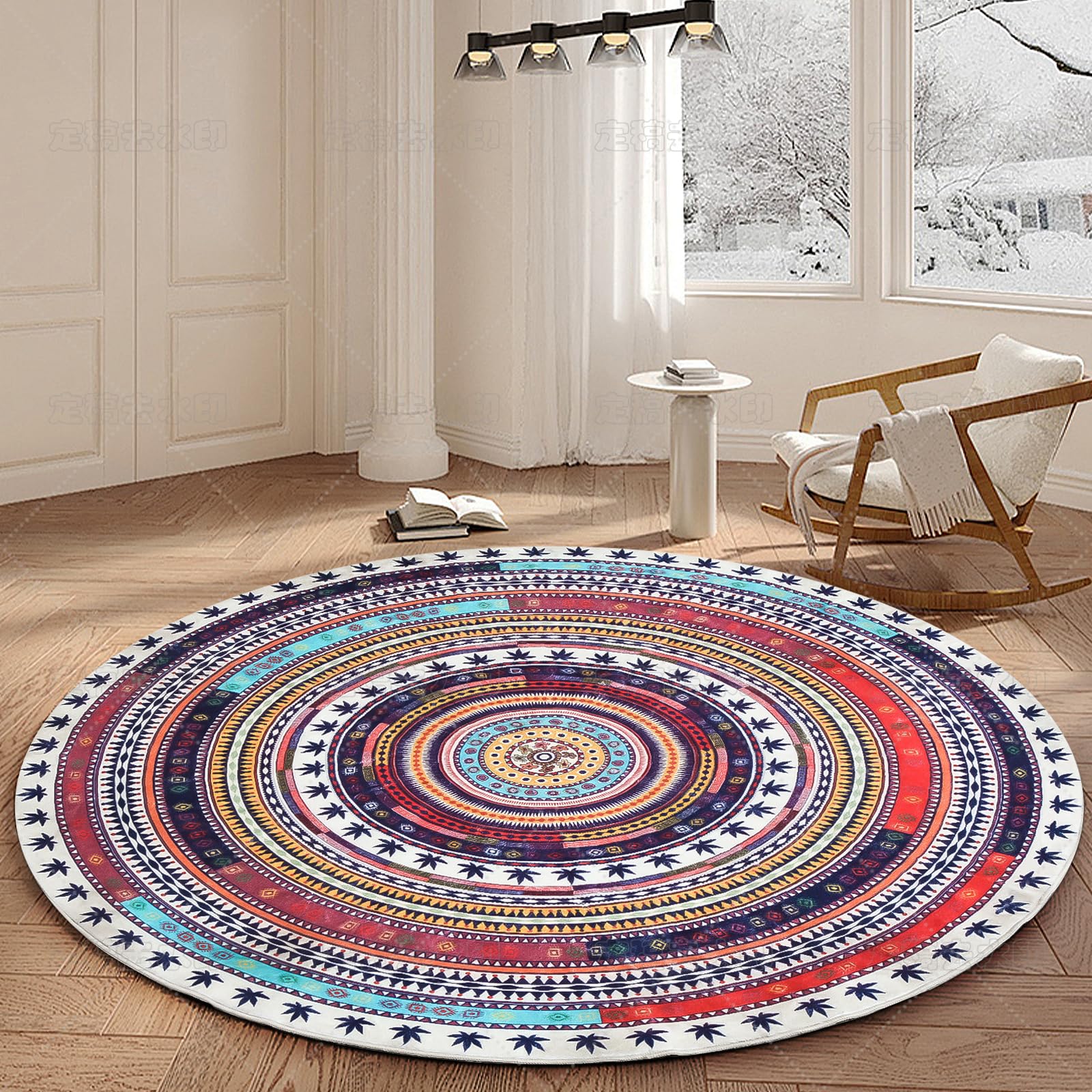 Amazon.com: 3ft Washable Round Rug,Round Washable Rug Boho Tribal Multi ...