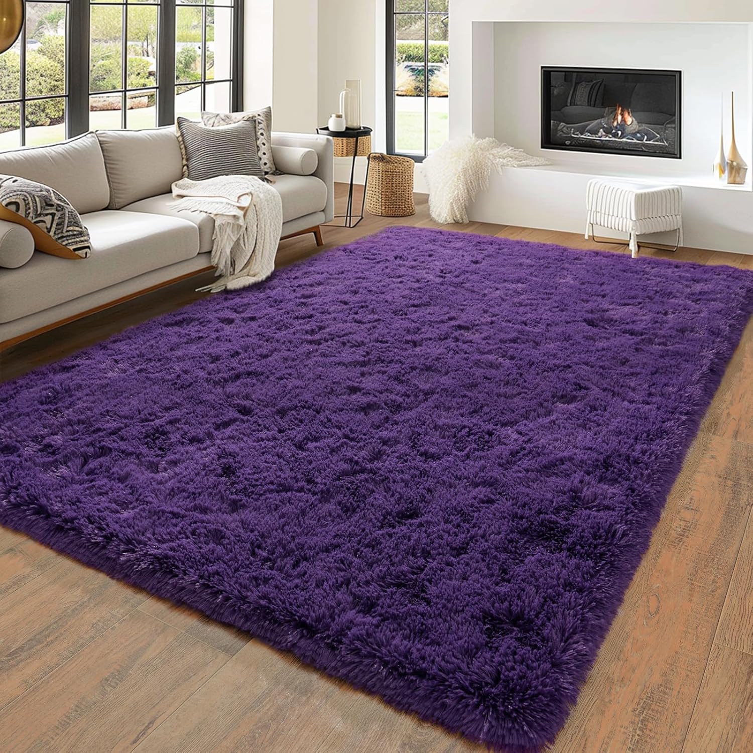 Amazon.com: Dssimo 5'x7' Super Fluffy Rug for Bedroom, Modern Shag ...