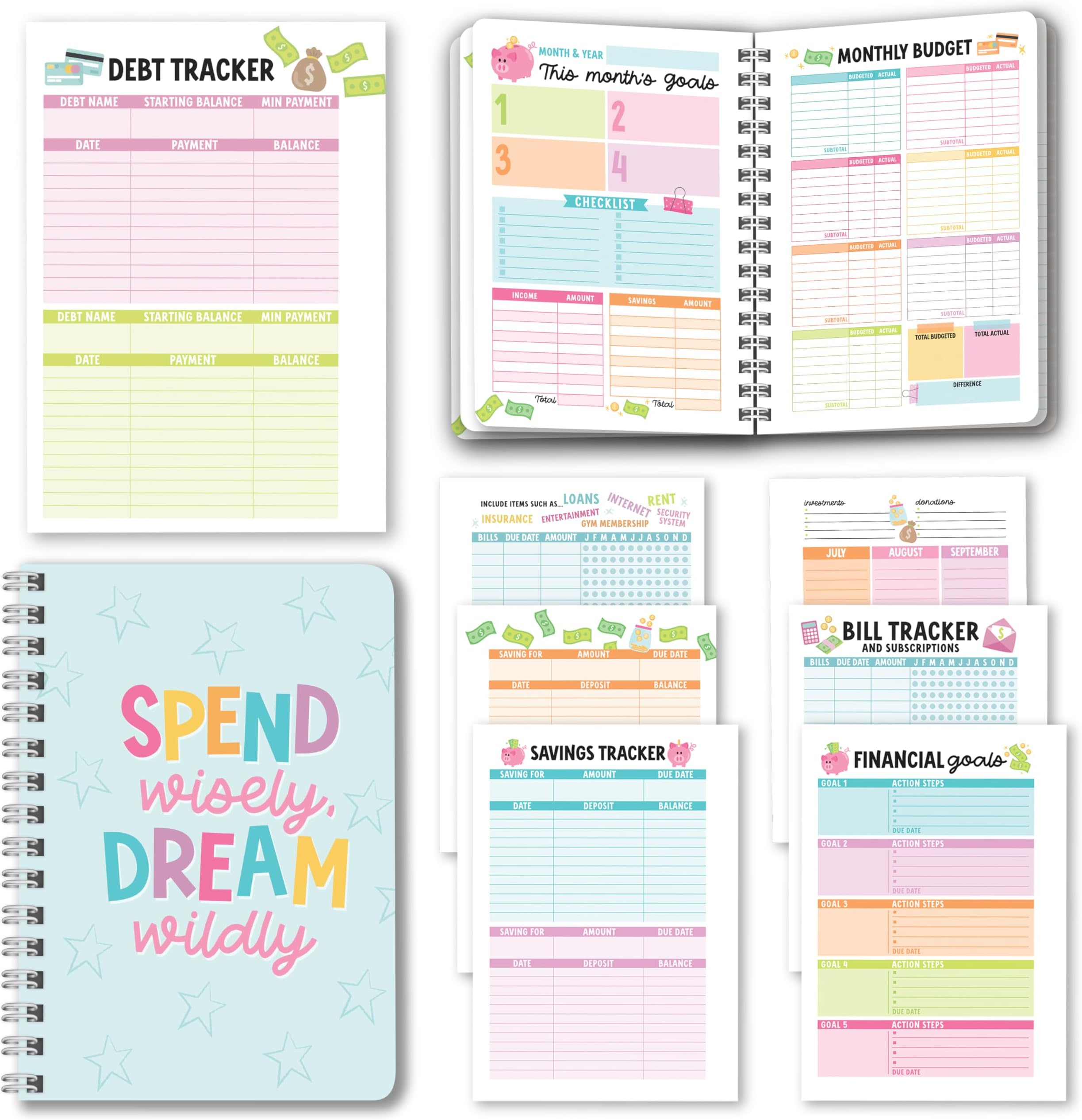 Amazon.com : Colorful Monthly Budget Planner 2025-2026 - Financial ...