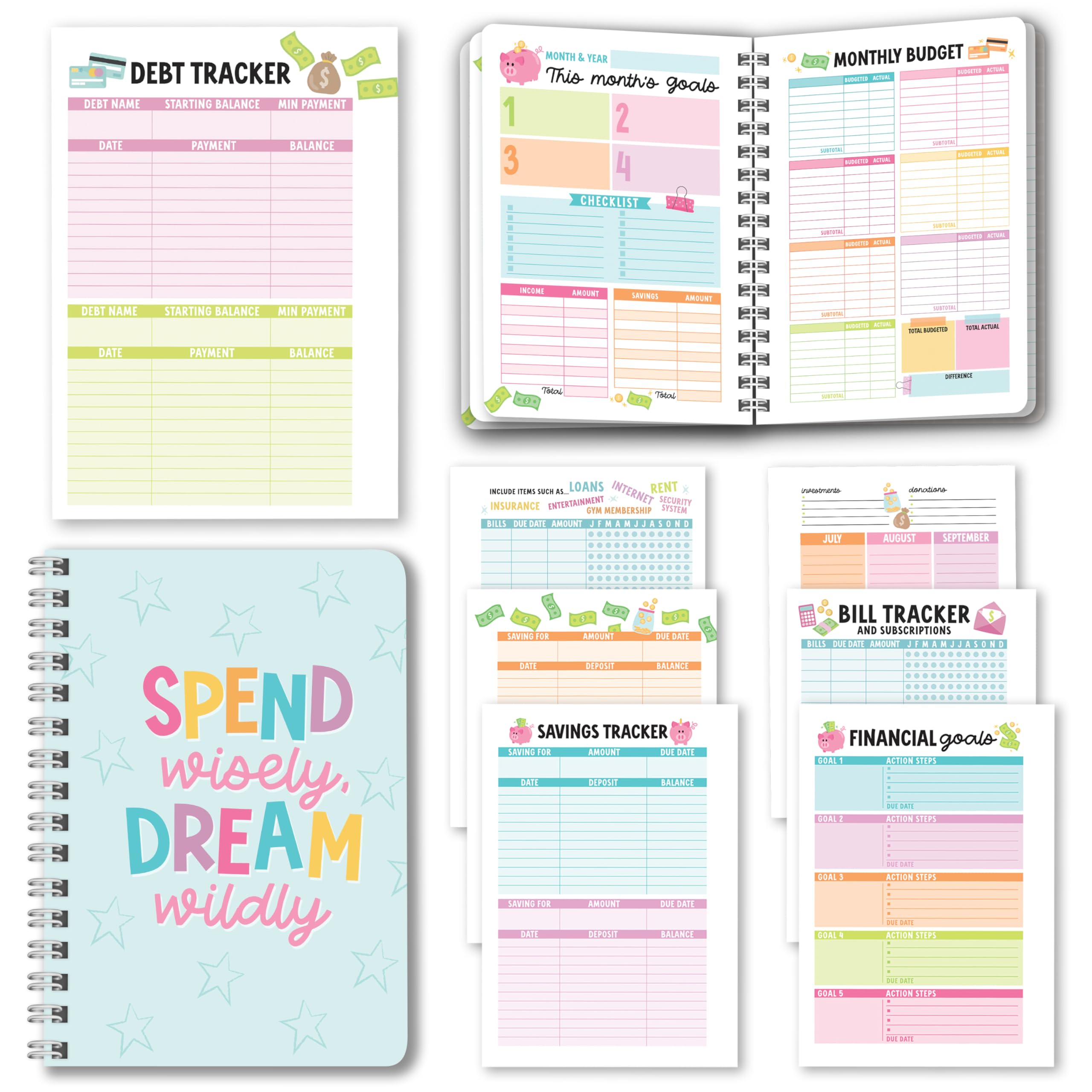 Amazon.com : Colorful Monthly Budget Planner 2025-2026 - Financial ...