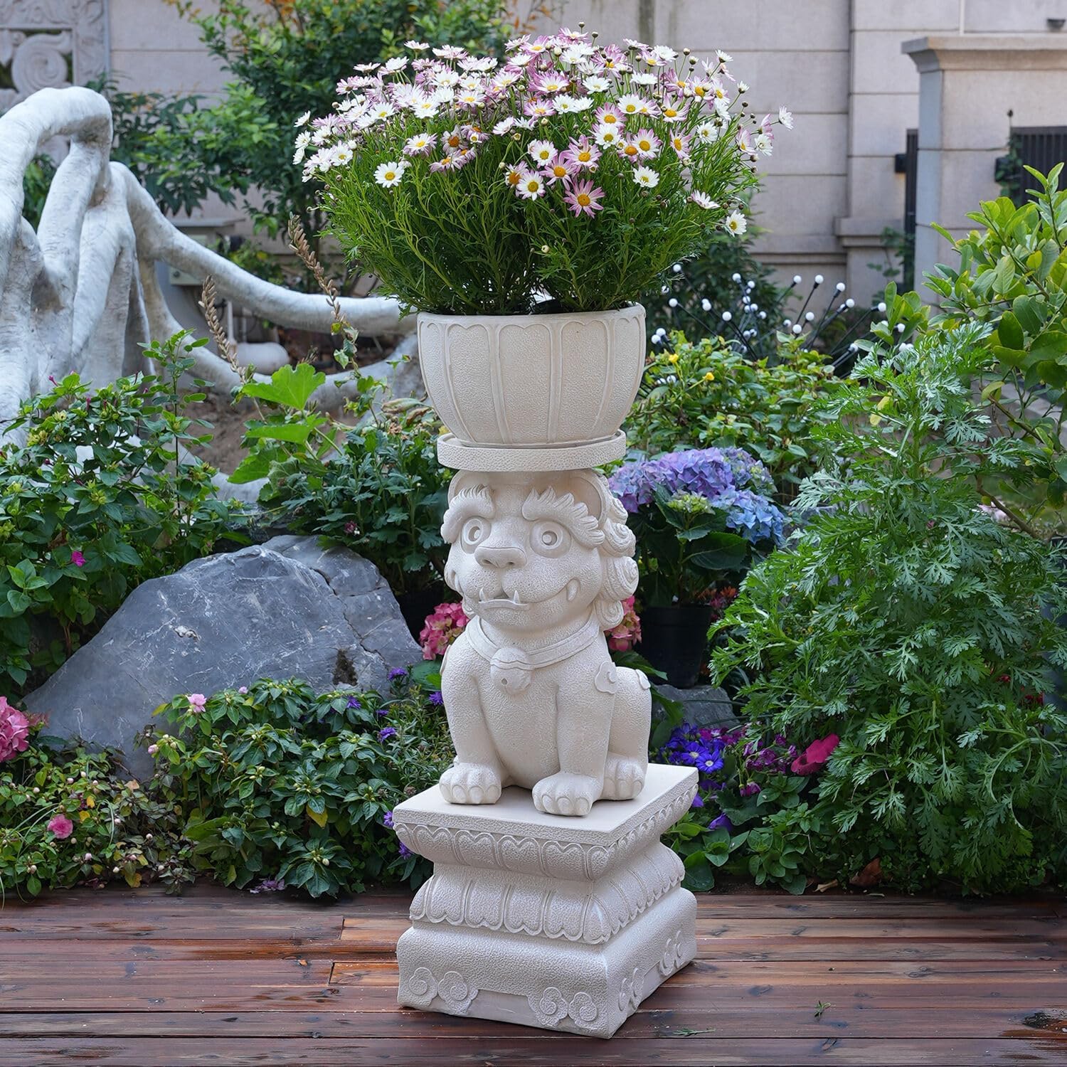 Amazon.com: Sprgarde Outdoor Lion Fengshui Statue Planter - Large Proch ...