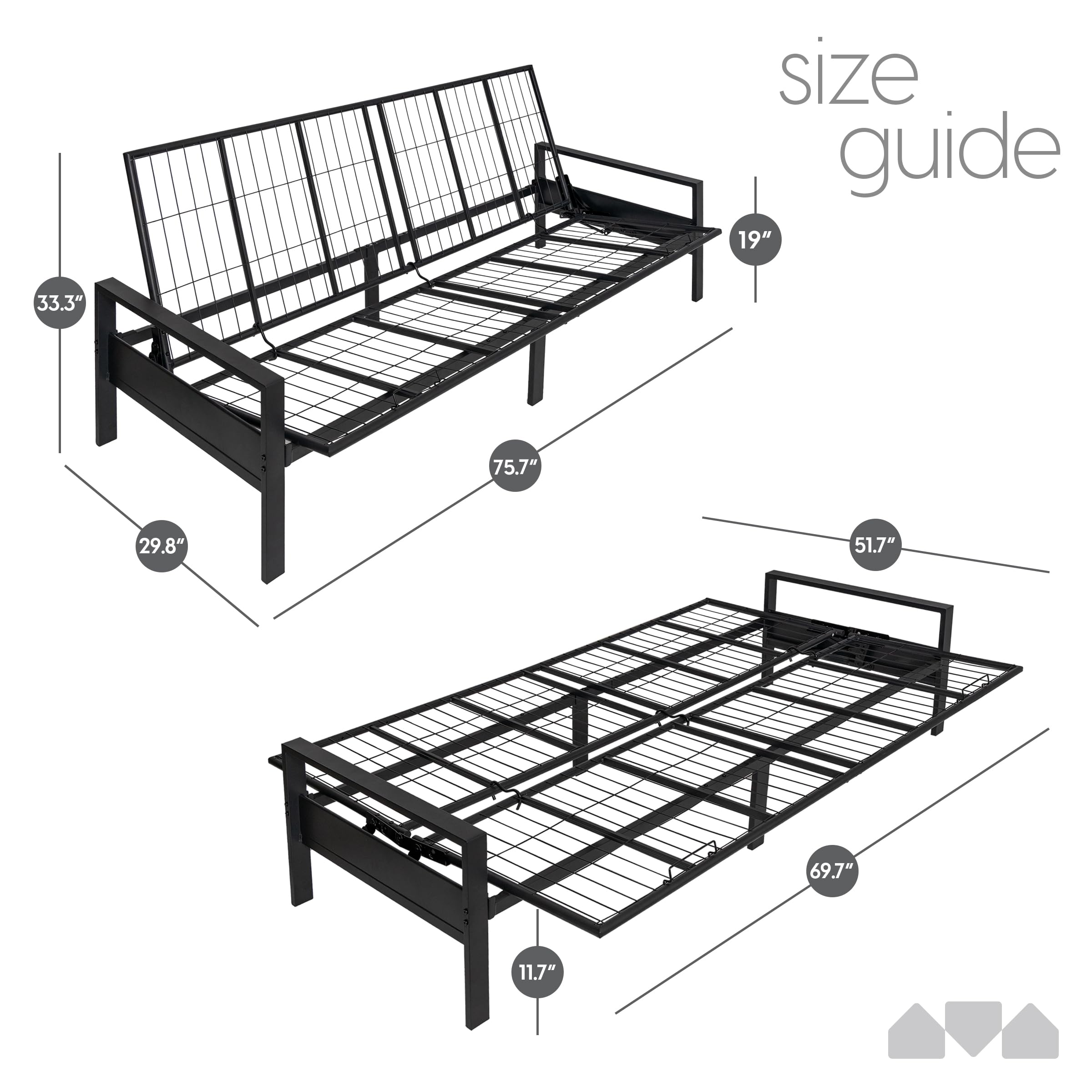 Snapklik.com : Milliard Metal Futon Frame Space-Saving Modern Futon ...