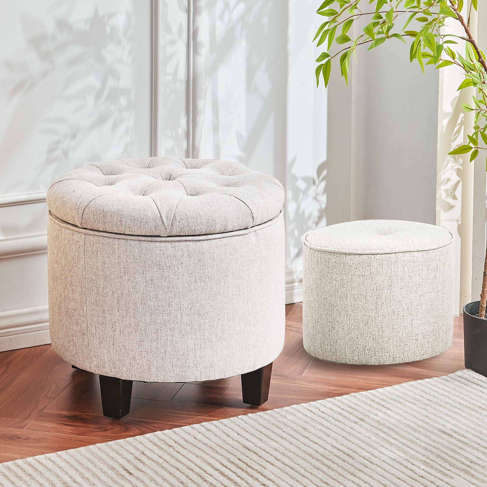 Amazon.com: Wamnexti Round Ottoman with Storage, Removable Lid, 16inch ...