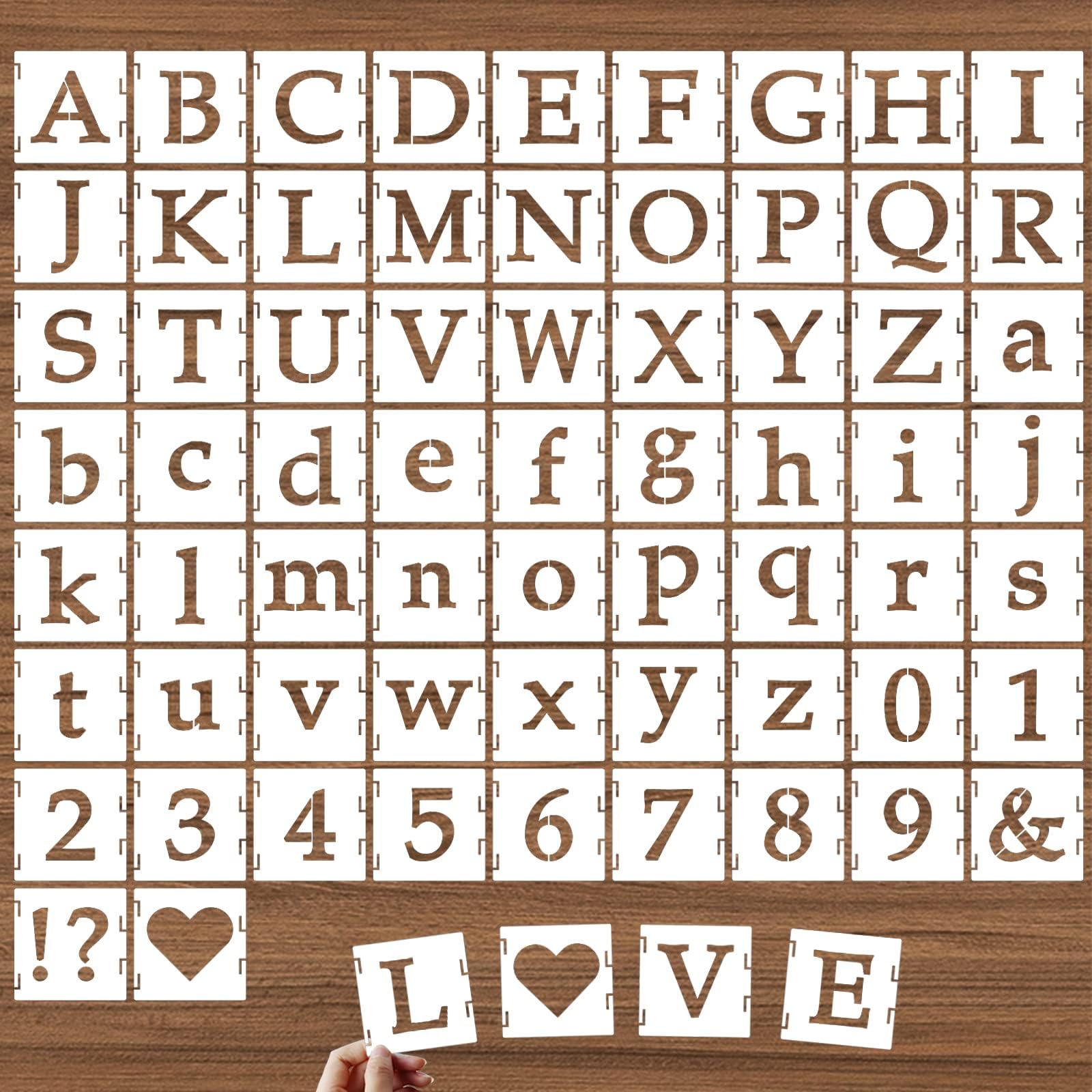 Amazon.com : 1.5 Inch Alphabet Letter Stencils, 65 Pcs Reusable Plastic ...