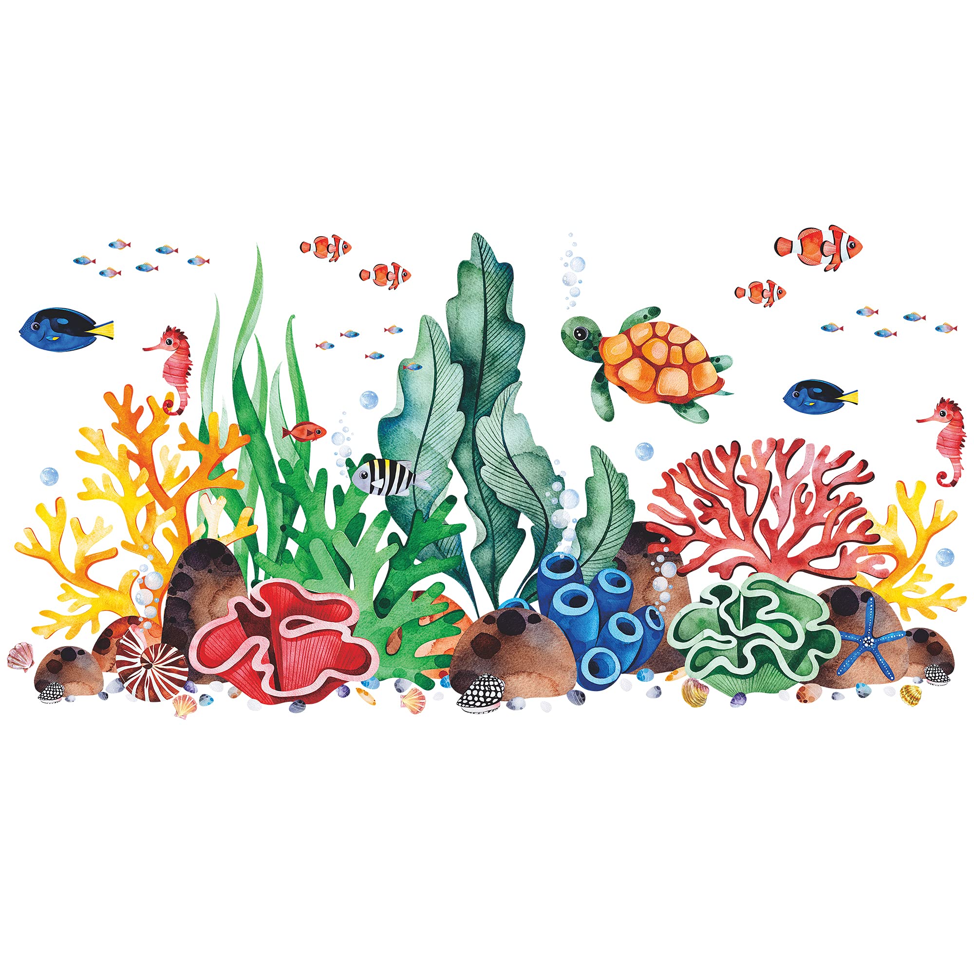 Snapklik.com : Coral Seaweed Wall Sticker Ocean Life Wall Decals Shell ...