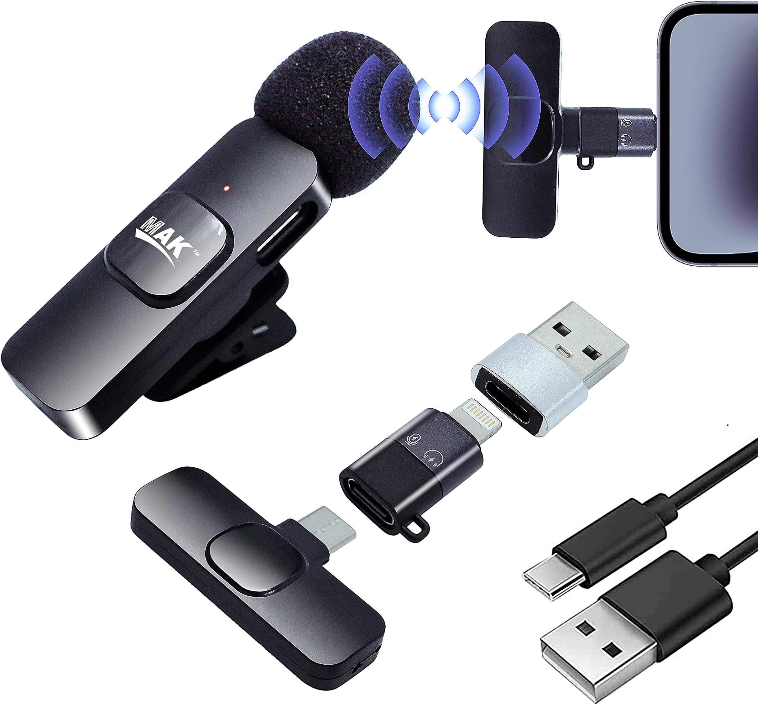 MAK M-08 Wireless Lavalier Microphone Collar Mic Compatible with ...