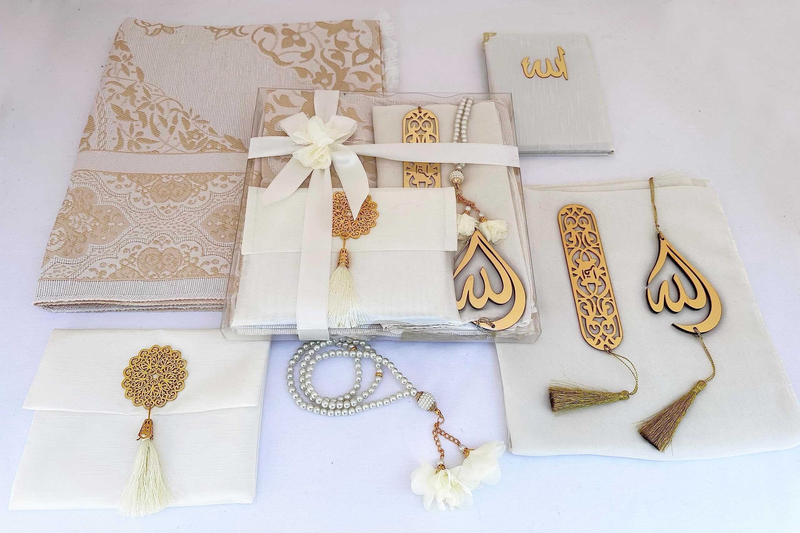 RAMSE Muslim prayer mat, Two Prayer mats and Prayer Beads with Kaaba ...