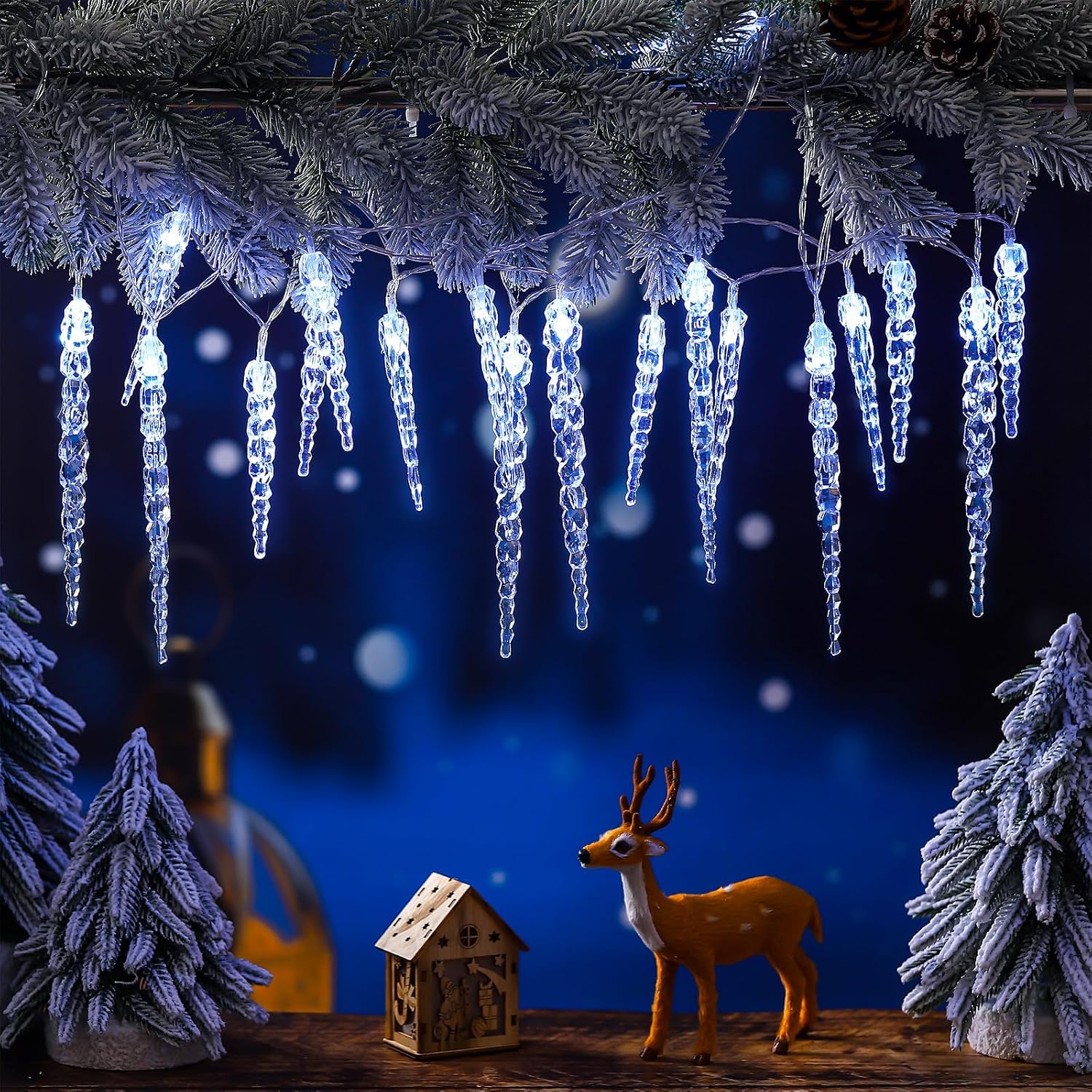 Amazon.com: Grinsvalley 20 Pcs Icicles Lights Ornaments for Christmas ...