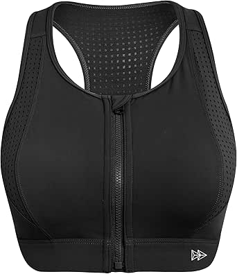 Yvette High Impact Sports Bra for Women Zip Front Closure Mesh ...