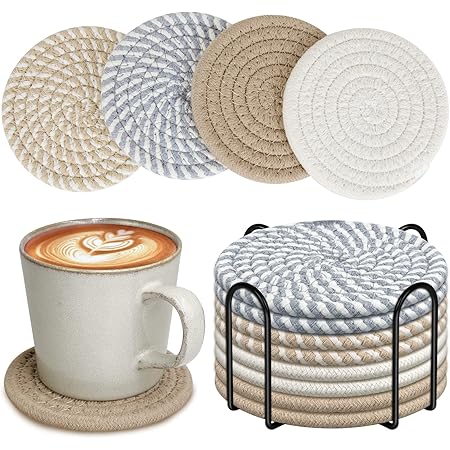 Amazon.com: Meltset Coasters for Drinks Absorbent Woven Coaster Set ...