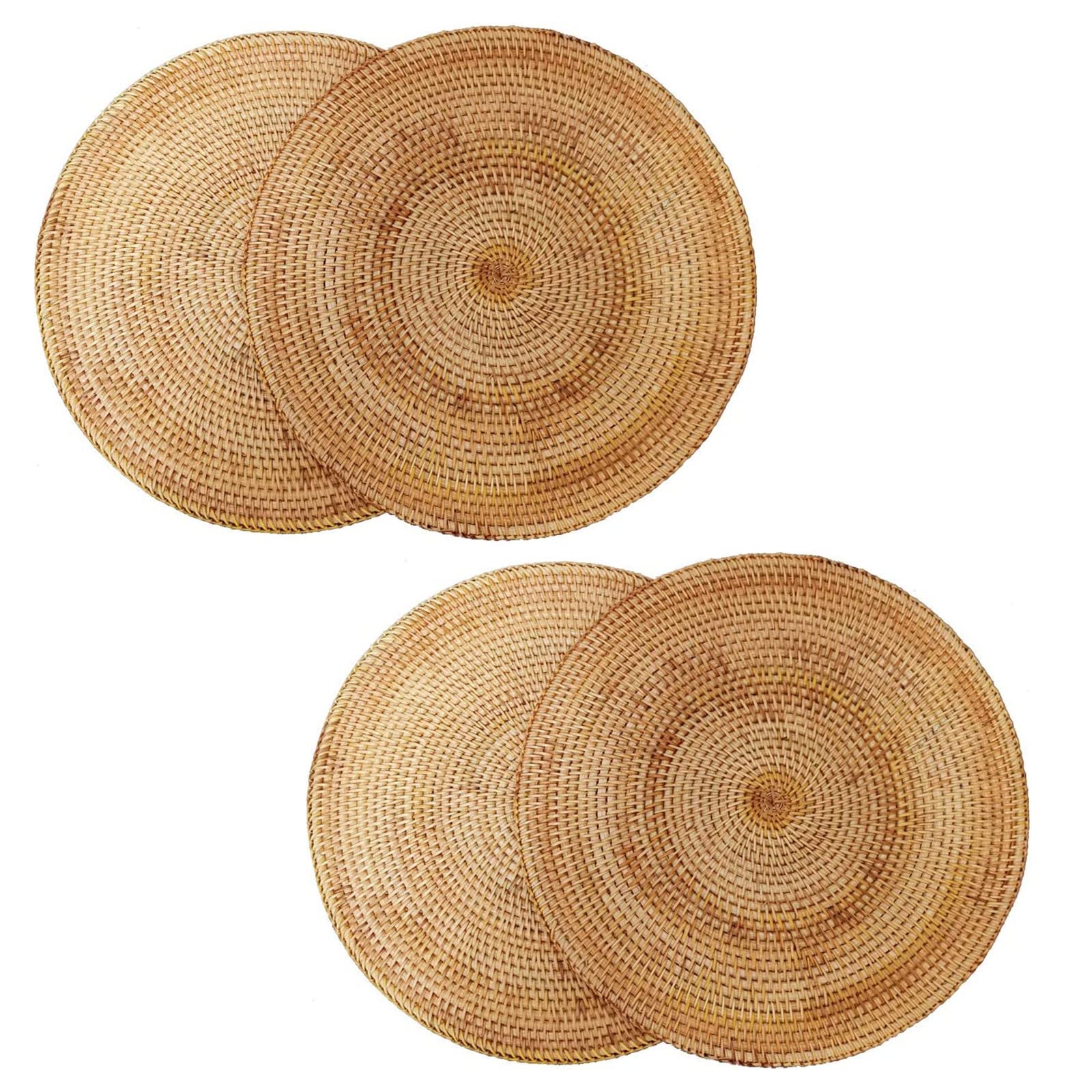 Amazon.com: 4Packs Round Rattan Table Mats, Set of 4 12 Inch Woven ...