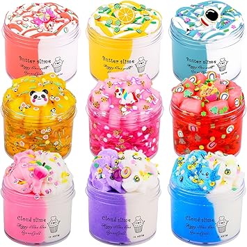 Amazon.com: 9 Pack Axolotl Slime Kit, with 3 Jelly Cube Crunchy Slime 3 ...