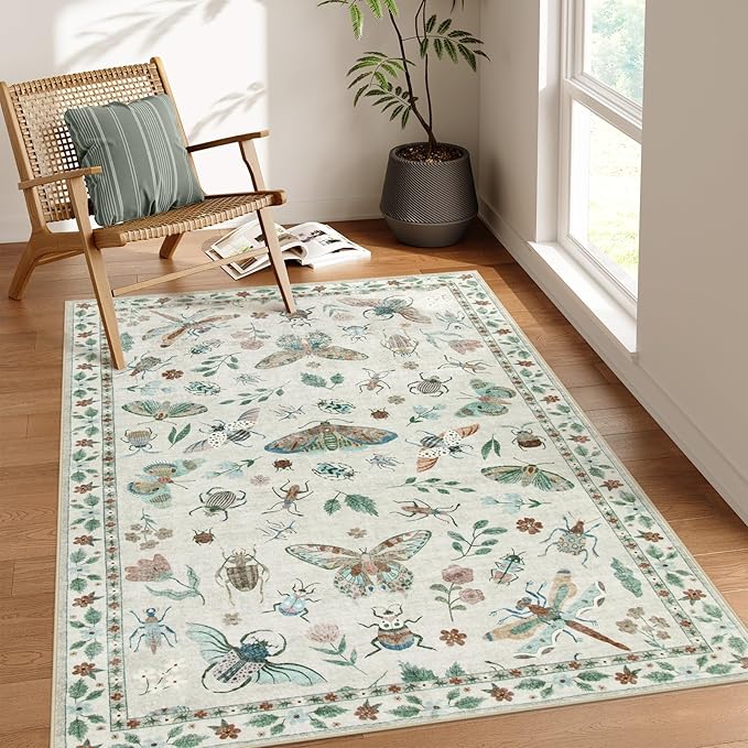 Amazon.com: Lahome Insect Machine Washable Rug, 3x5 Rug Non Slip Soft ...