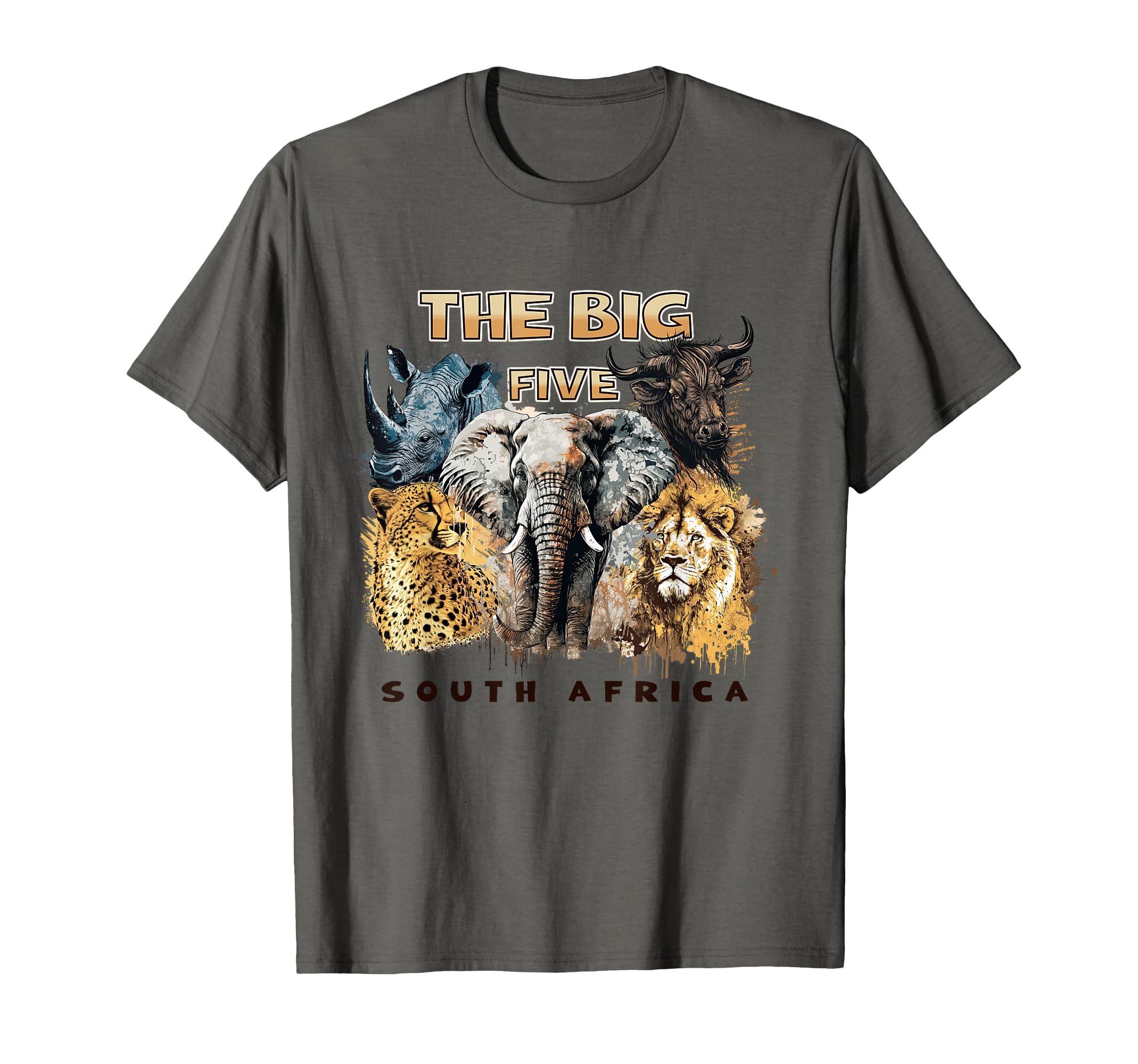 Amazon.com: The big five South Africa South African animals T-Shirt ...