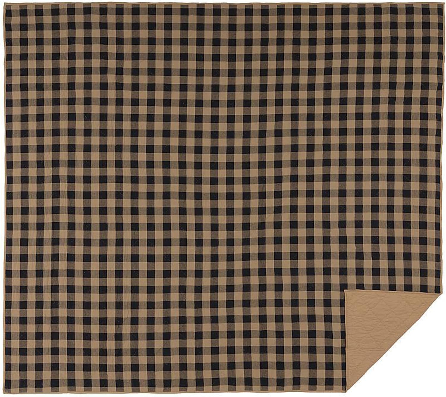 Amazon.com: VHC Brands Black Check King Quilt Coverlet 105Wx95L Country ...