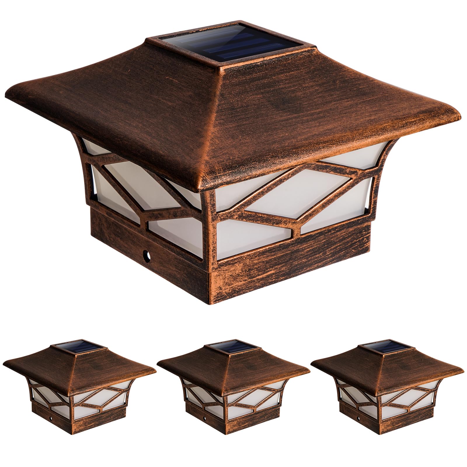 Copper Deck Post Solar Lights SUNWIND Solar Post Cap Lights Outdoor