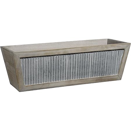 Amazon.com : Classic Home and Garden Wood Window Box - Galvanized ...