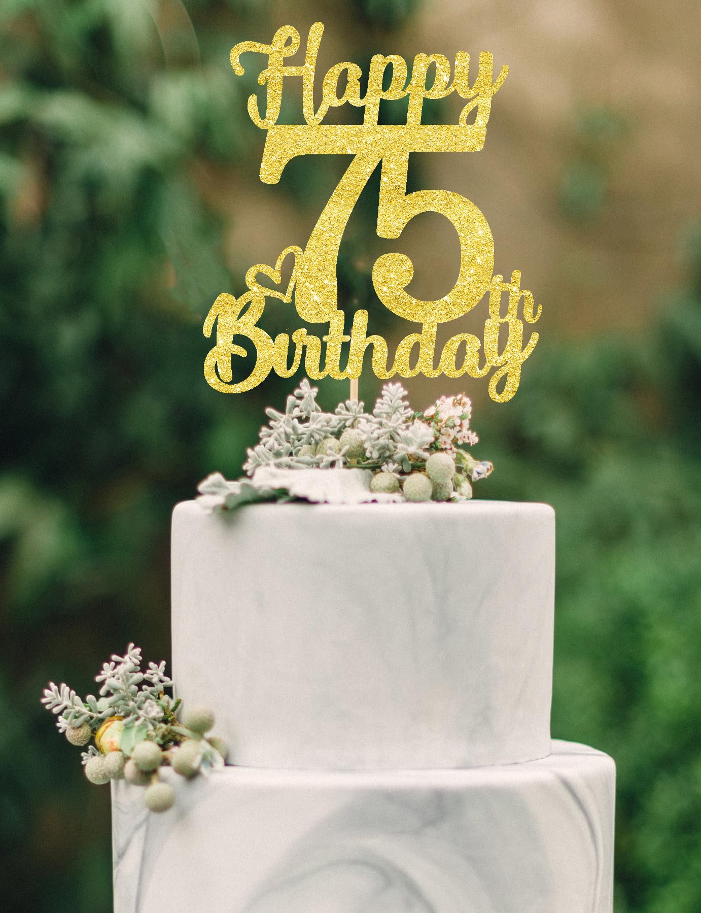75 Birthday Cake Toppers-Gold Glitter, Seventy Five Cake Topper, 75 ...