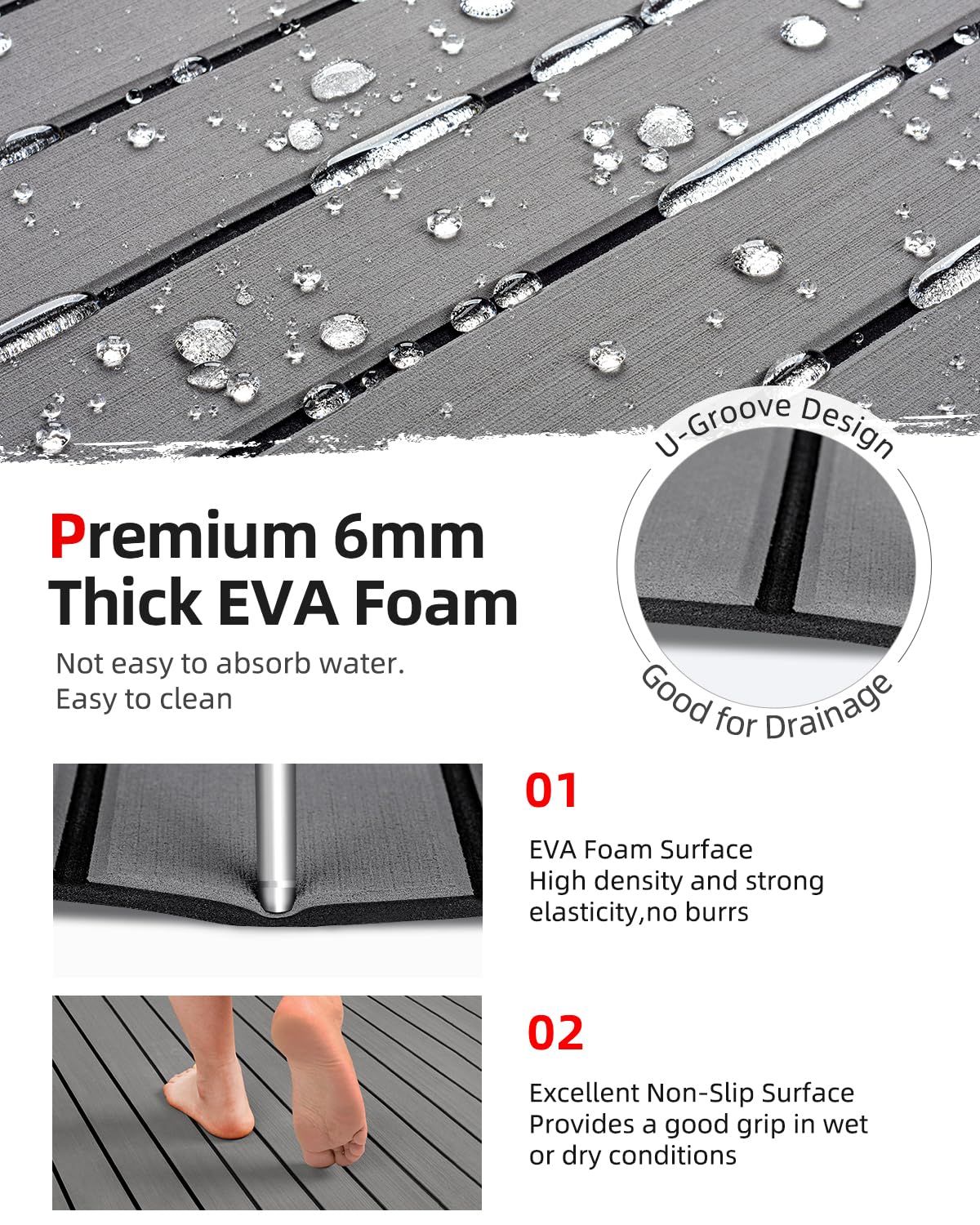 Snapklik.com : Abahub EVA Foam Boat Decking 96x168 Self-Adhesive Faux ...