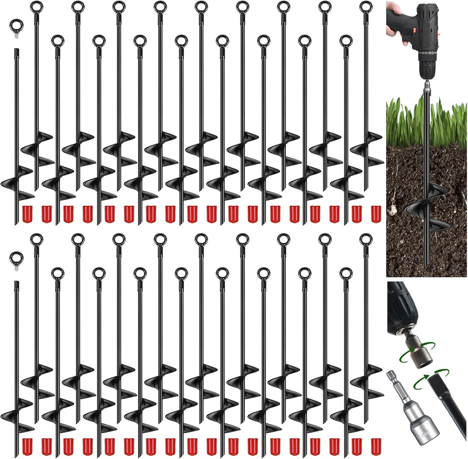 Amazon.com : Chumia 36 Pcs Bulk Earth Ground Anchor 15 Inch Inflatable ...