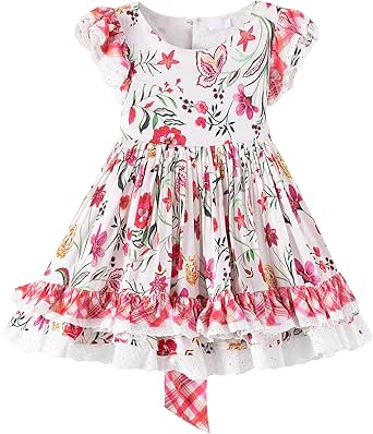 Amazon.com: JannyBB Girl Dress, Embroidered Floral Heirloom, Lace Crew ...