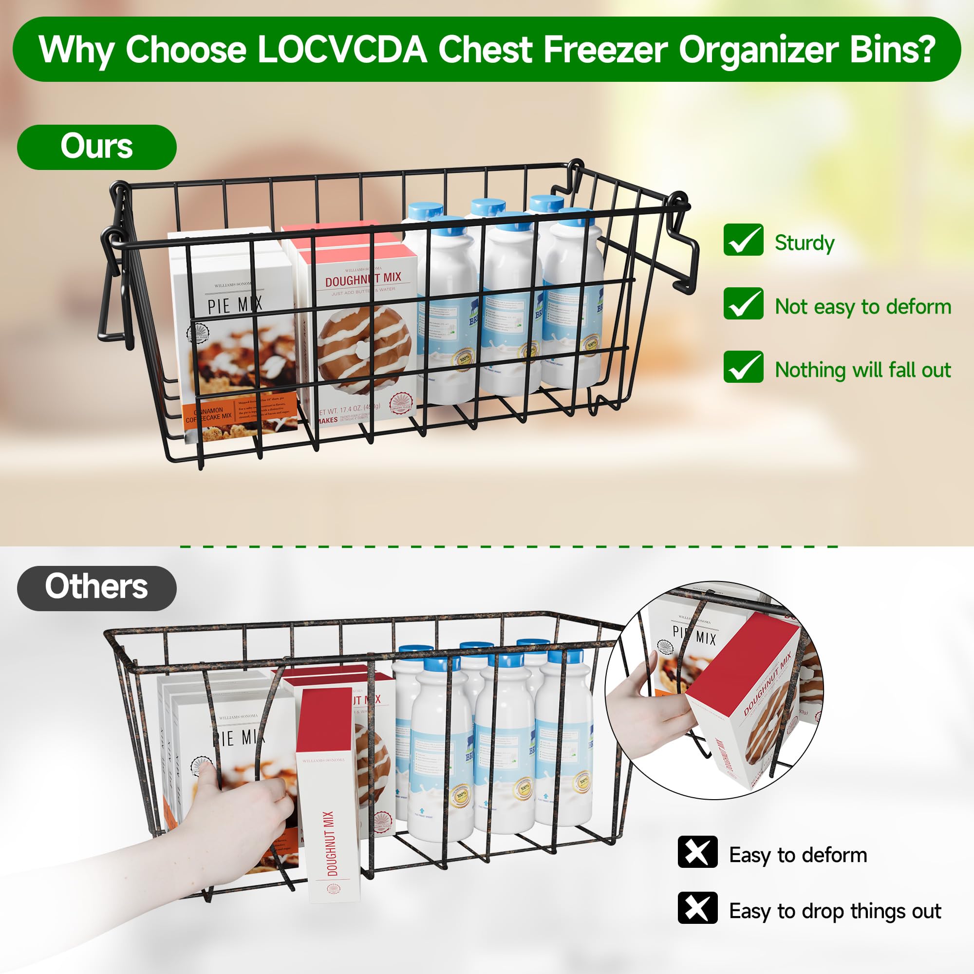 Snapklik.com : Freezer Baskets For Chest Freezer - 3 Pack Stackable ...