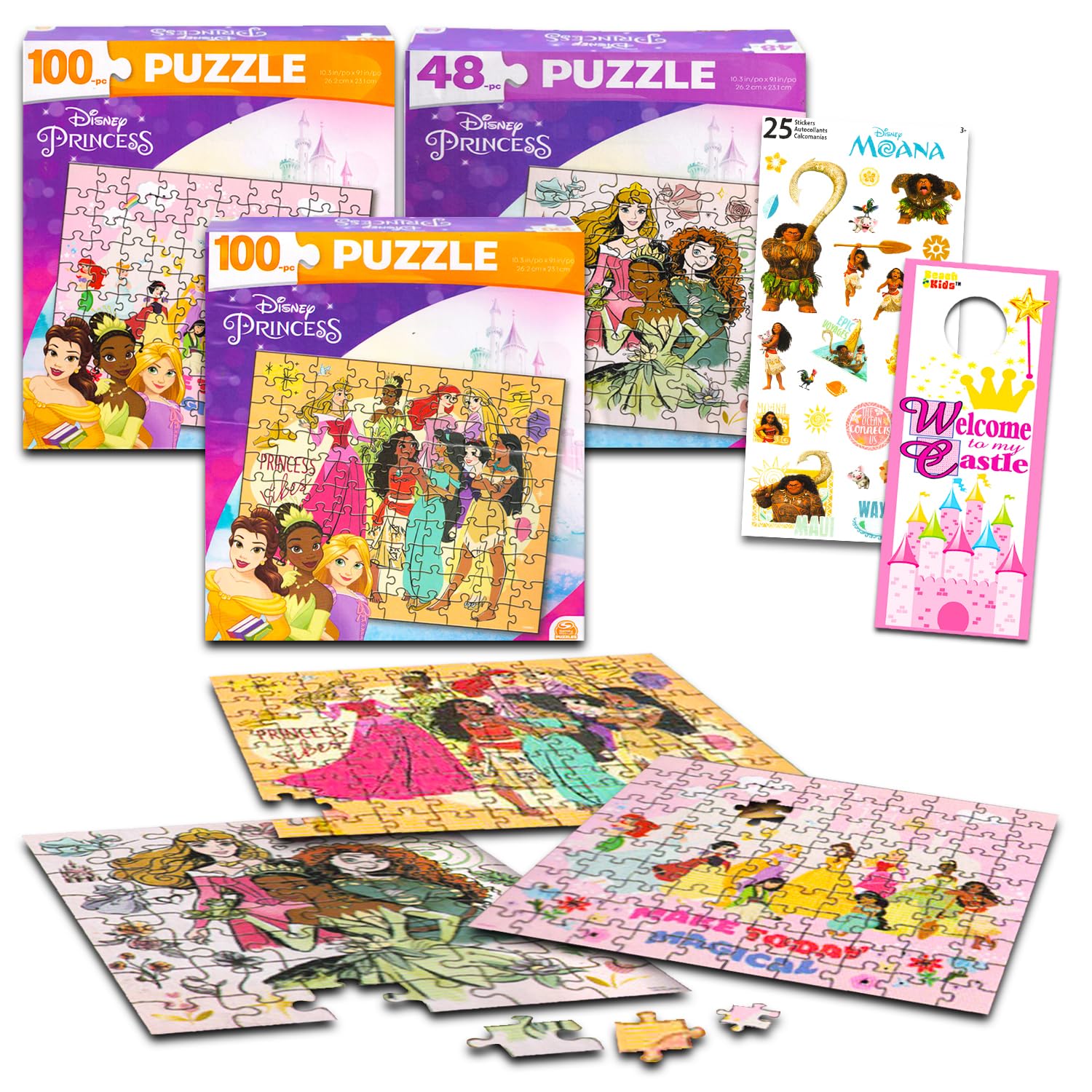 Amazon.com: Disney Princess Jigsaw Puzzle for Kids Bundle Princess ...