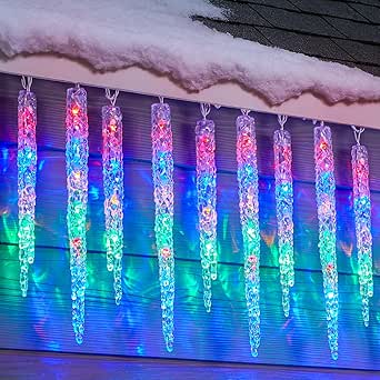Minetom Icicle Lights Outdoor with Clips, 20ft 100 LED 20 Tubes ...