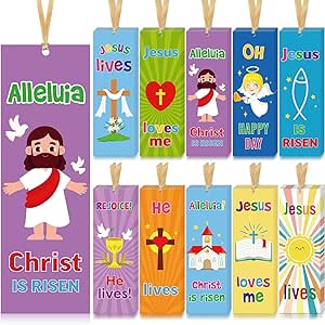 Amazon.com: Tenceur 500 Pcs Easter Bookmarks for Kids Bulk He Lives ...