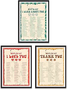 Amazon.com: Set of 3 Pieces Ways To Say Poster Retro Cute Positive Wall ...
