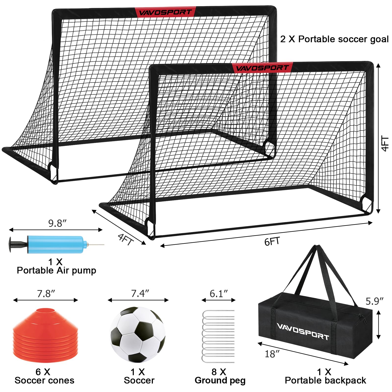 Snapklik.com : Kids Soccer Goals For Backyard Set - 2 Of 6x4 Ft ...