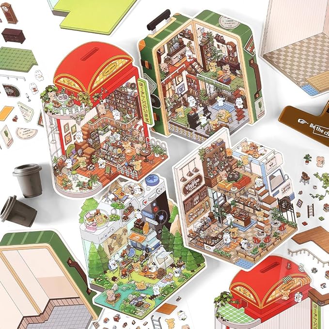 Amazon.com: 4 Sets 3D DIY Miniature House Kits 3D Stickers for Kids ...